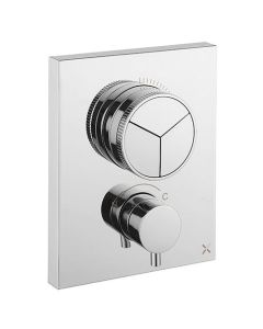 Crosswater MPRO Crossbox Push Chrome 3 Outlet Trim Set