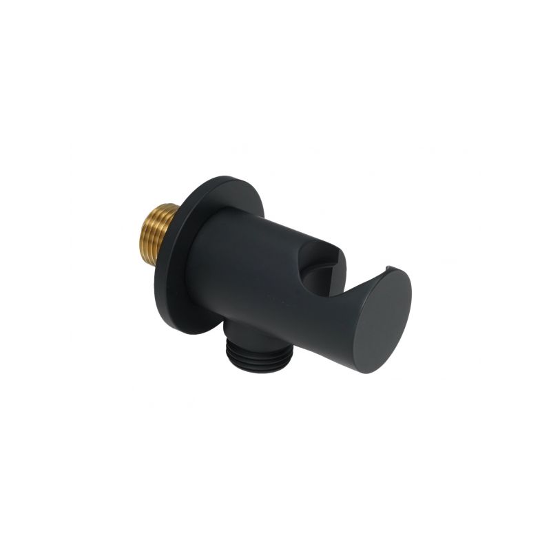Just Taps Vos Water Outlet Elbow With Wall Support-Matt Black