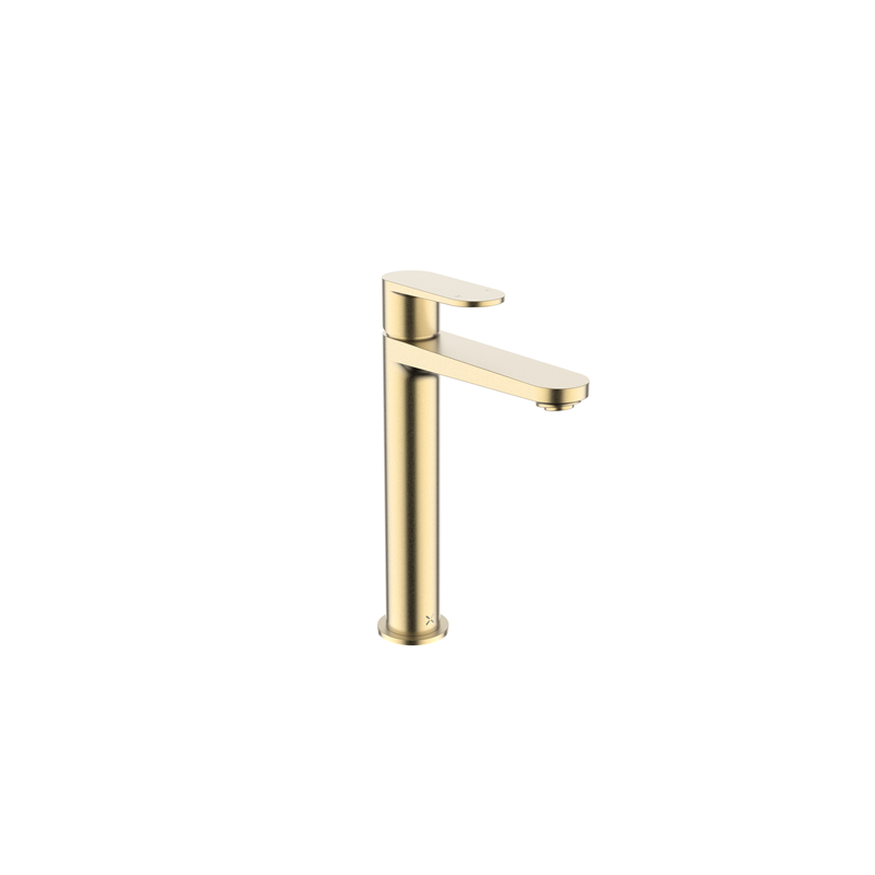 Crosswater Drift Brushed Brass Tall Basin Monobloc With Clicker Waste