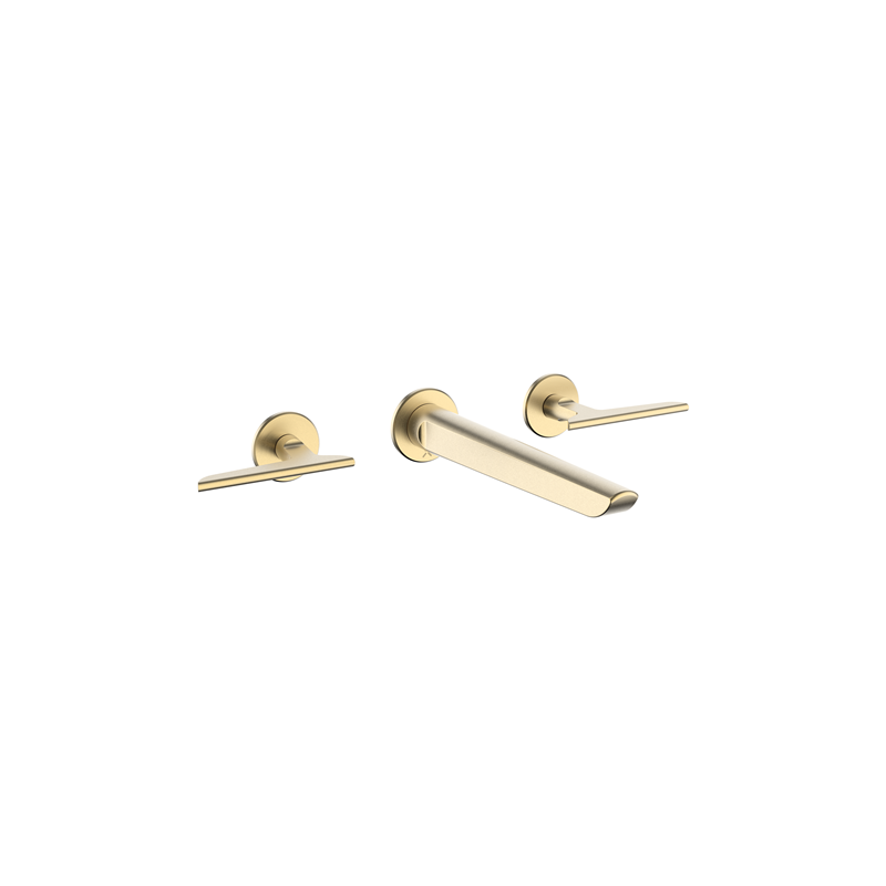 Crosswater Brushed Brass Foile Basin 3Hole Set Wall Mounted