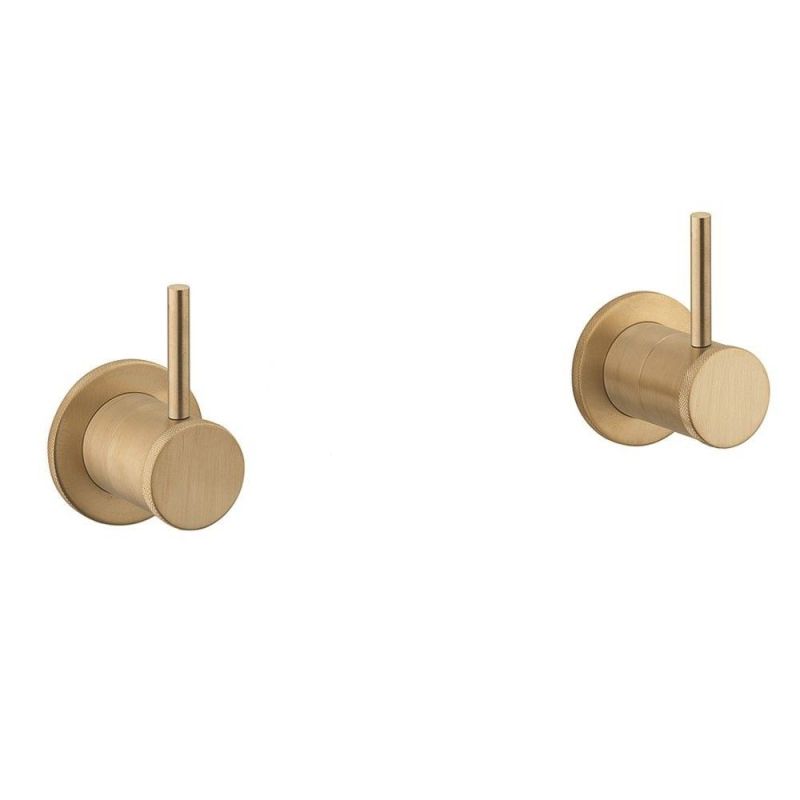 Crosswater MPRO Industrial Wall Stop Taps - Unlacquered Brushed Brass