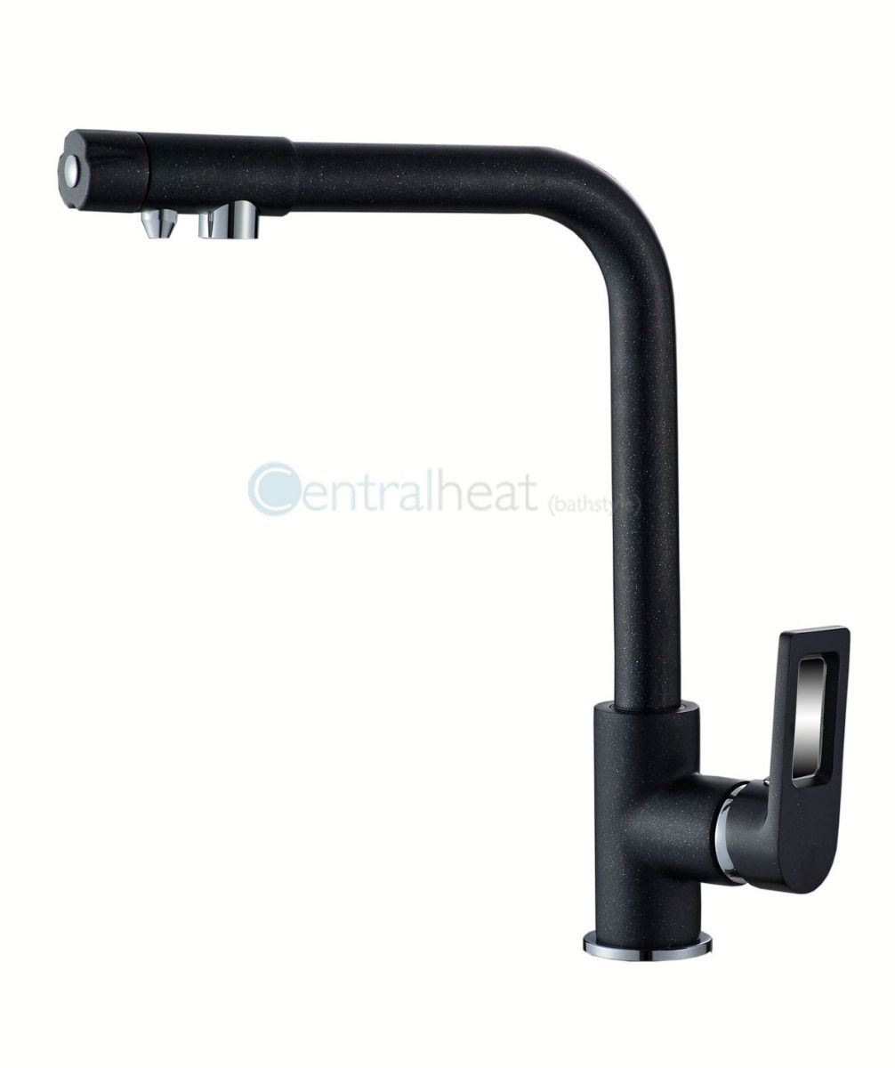 Central 3-Way (Tri-flow) Kitchen Tap Swivel Spout - Black