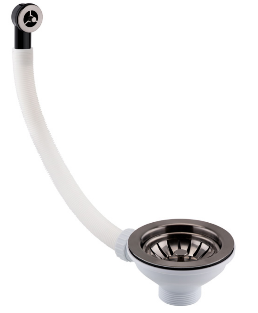 Just Taps Brushed Black Basket Strainer Kitchen Sink Waste, Overflow ...