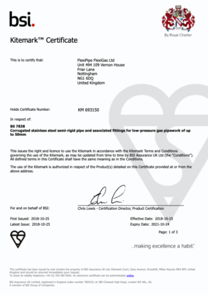 Flexigas Flexible Stainless Steel Gas Pipe 22mm