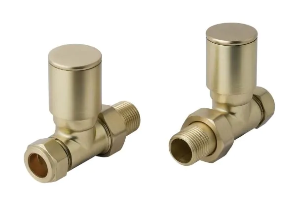 Just Taps Straight Brushed Brass Radiator Valve