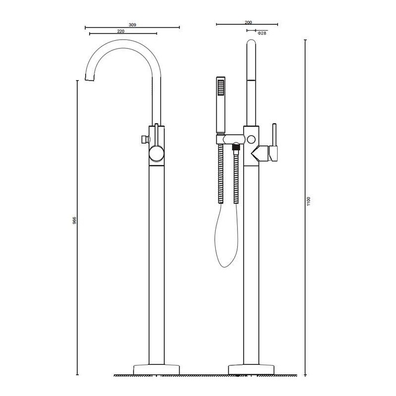 Crosswater Fusion Floor Standing Bath Shower Mixer with Kit